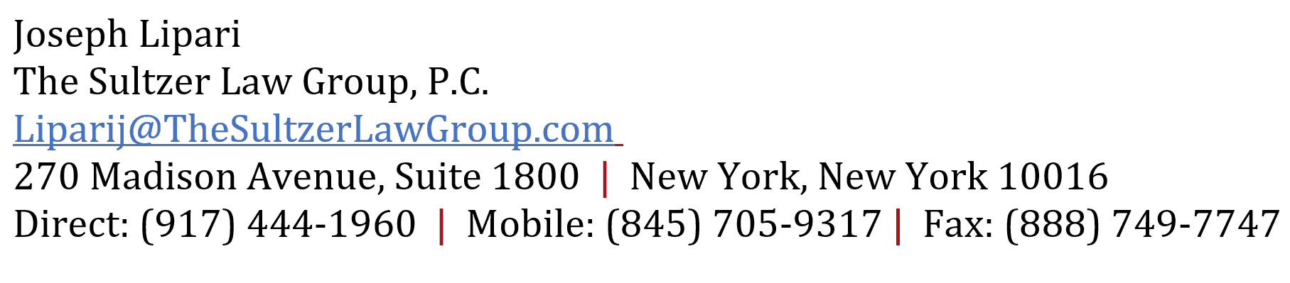 Joseph Lipari | Sultzer & Lipari